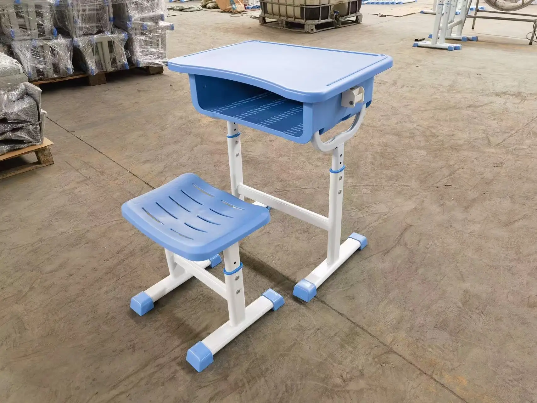 Height Adjustable Modern Plastic Desks and Chairs Furniture Sets School ...