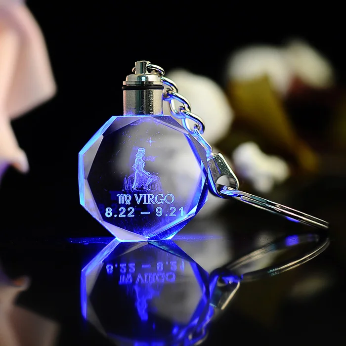 12 Constellation 3D Laser Crystal Key Ring - MH-YS0363