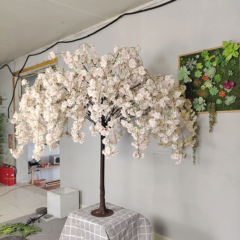 E Weeping Fake Sakura Table Centerpiece Tree Faux Silk Hanging ...