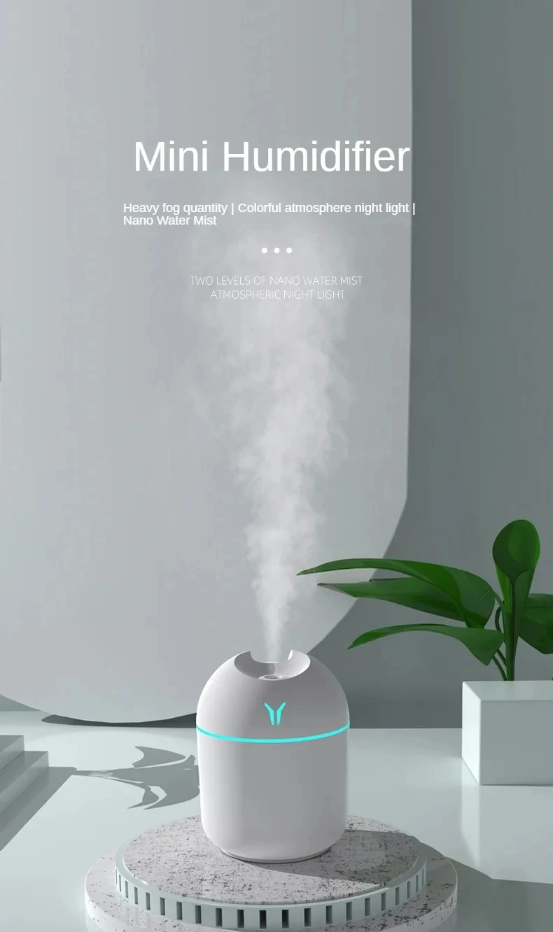 Mini Portable Cute Cool Mist Ultrasonic Air Humidifier Led Night Lamp ...