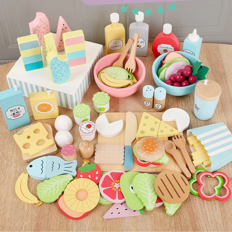 Wooden Pretend Play Kitchen Toys Cooking Play Food Toys Educational ...