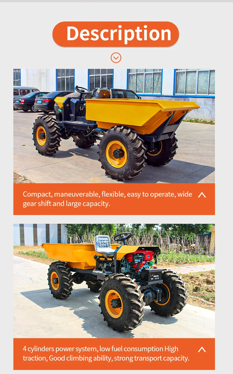 1 Ton Mini Dumper Hydraulic Tipping Trucks Oil Palm Dumper Garden Farm ...