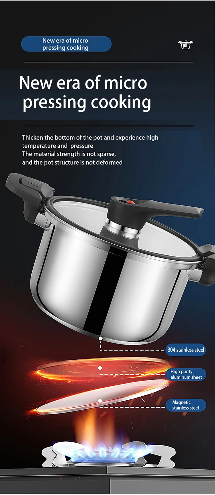 20cm/24cm Stainless Steel Micro Pressure Cooker Multifunctional Home ...