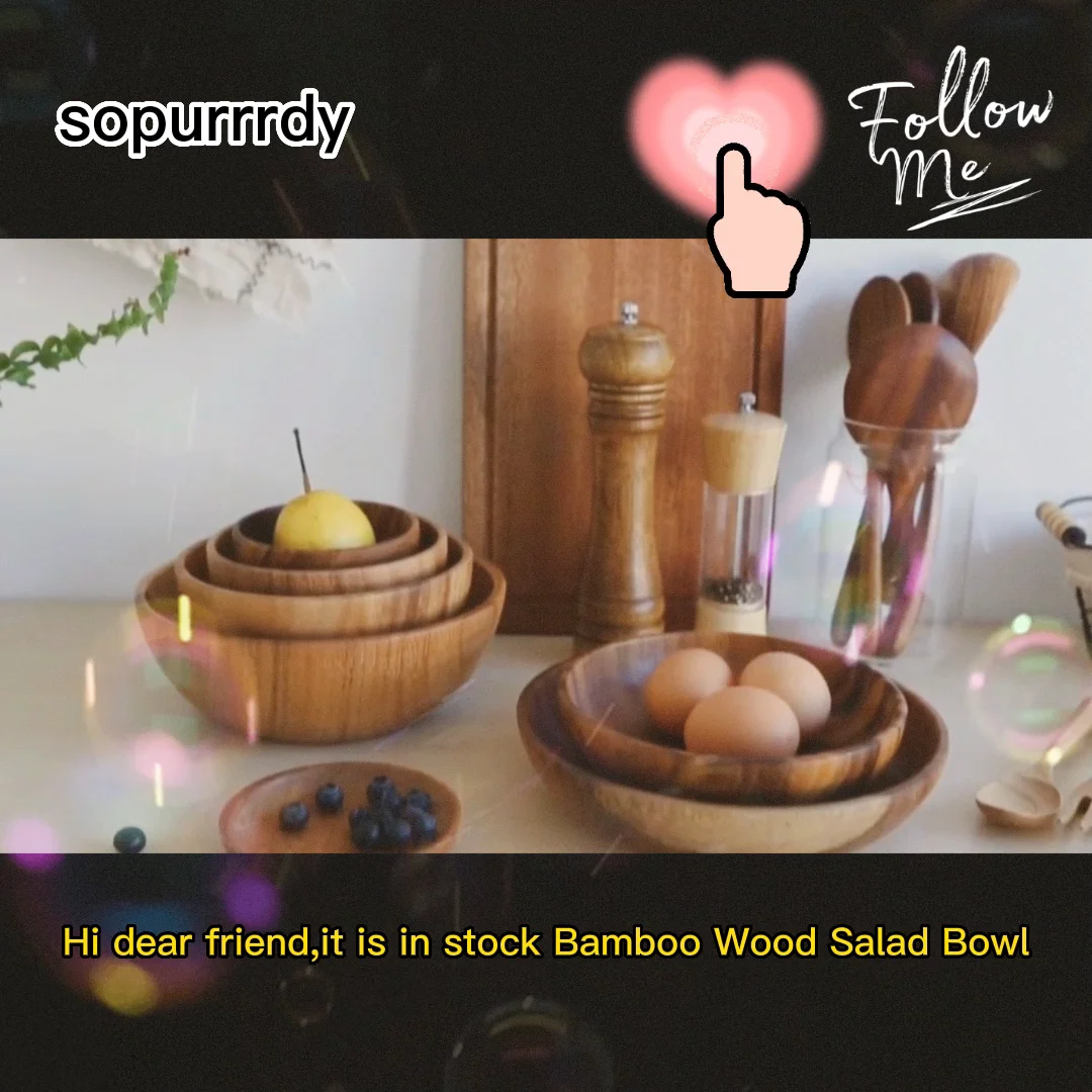 Kitchen Utensils Custom Logo Solid Wood Fruit Bowl Eco-friendly Bamboo ...