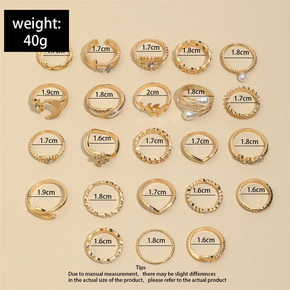 Rings Set For Women Trendy Y2k Zinc Alloy Gold Plated Silver Plated ...