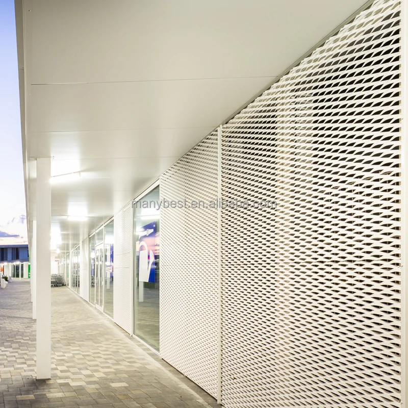 Shopping mall building exterior wall facade decor aluminum mesh ...