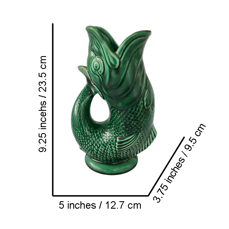Factory Custom Green Fish Shaped Water Pitcher Gurgle Pot Ceramic ...