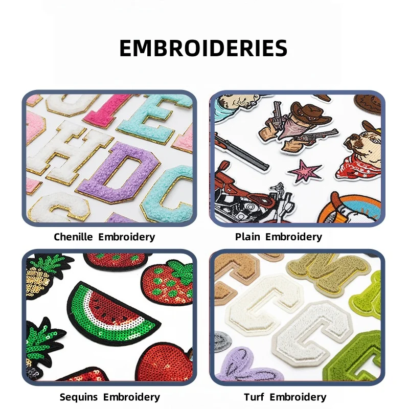Custom Fashion Chenille Logo Clothing Embroidery Patch Sew-on Badges ...