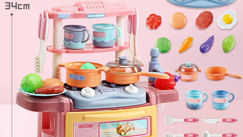 Plastic Chef Playing Cooking Dining Table Pretend Play Kitchen Toy Set ...