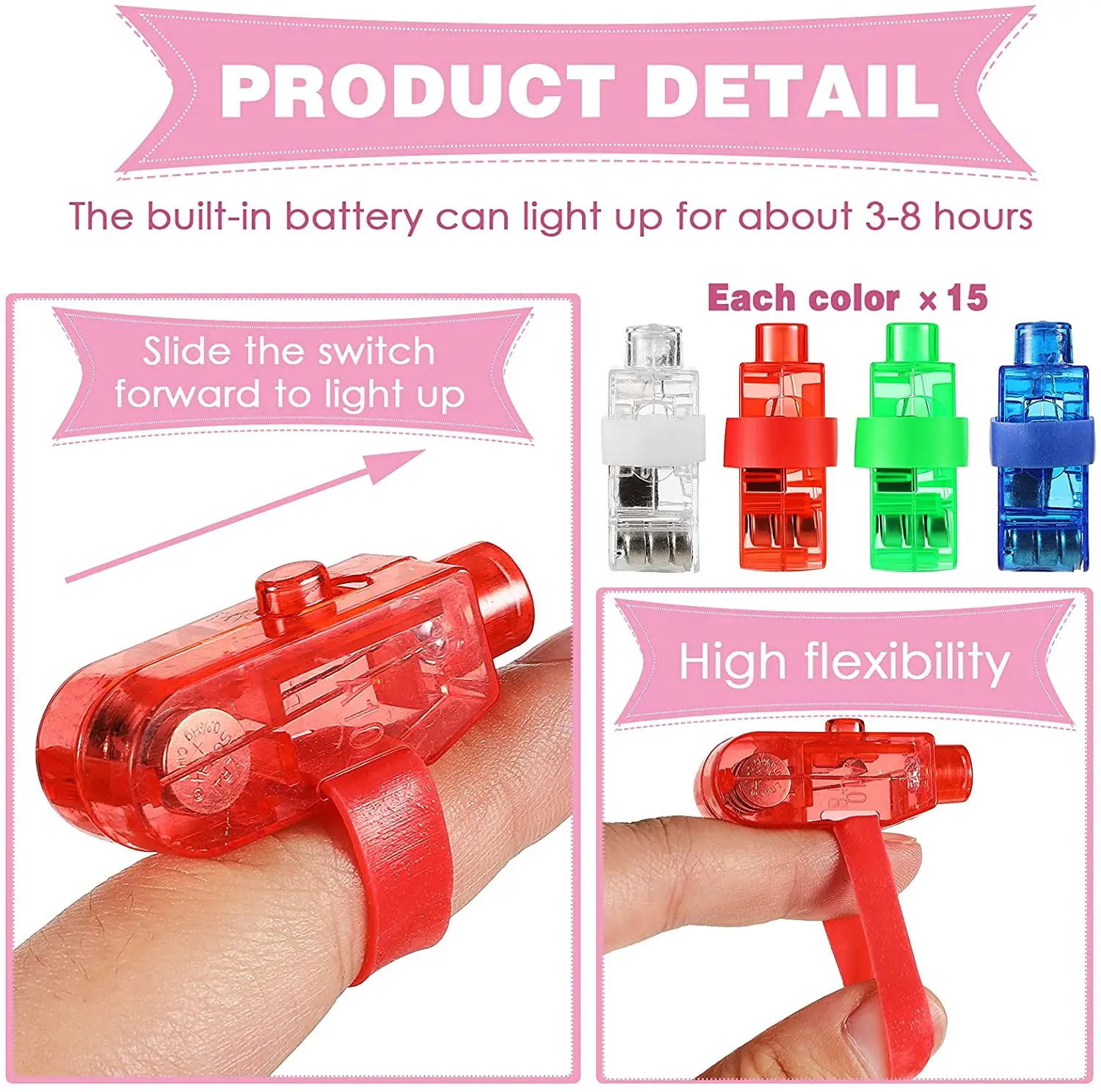 LED Finger Lights - Neon Party Supplies for Kids & Adults