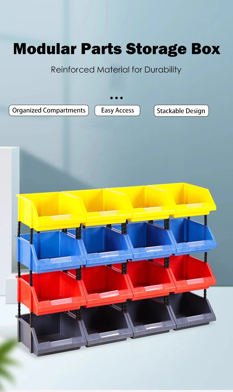 Heavy Duty Stackable Parts Storage Box Reinforced PP Material ...
