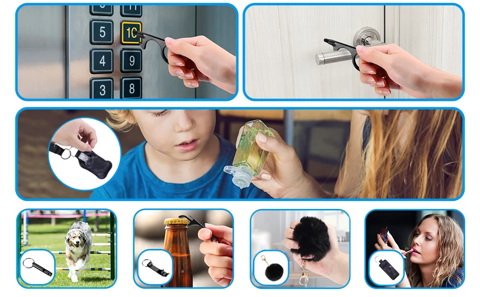 Custom Led Light Women Self Defense Key Chain With Diamond Metal ...