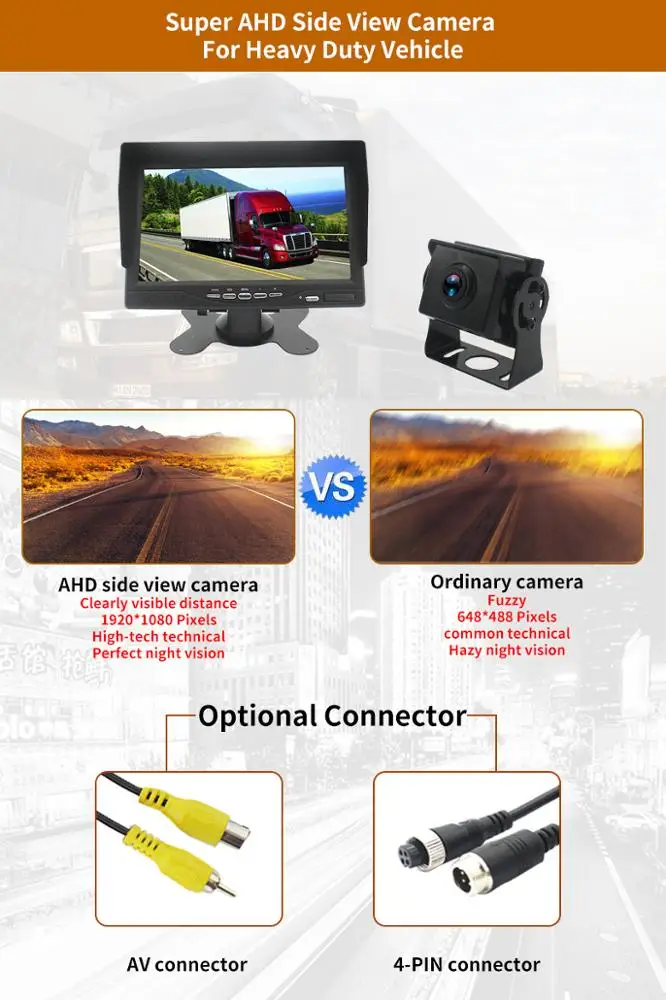 24v Truck/bus Reversing Camera System With 7 Inch Digital Monitor 1080p ...