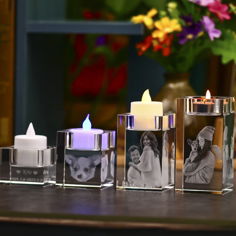 Honor of Crystal Souvenirs Custom Photo Crystal Candlestick Holder 3d ...