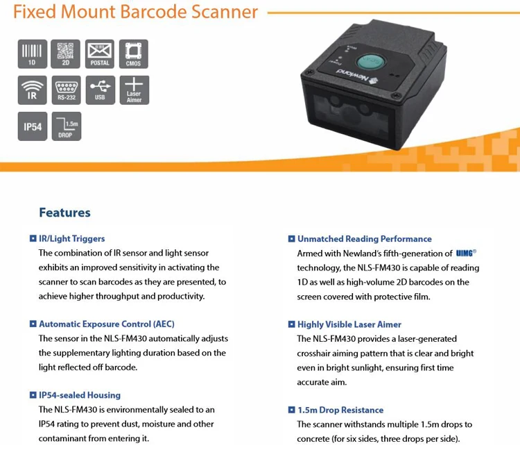 Rugged 2D Fixed Mount Barcode Reader Scanner Portable Barcode Scanner ...