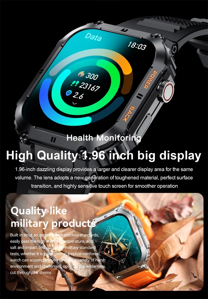 K57 Pro Outdoor Sports Smart Watch With Bt Calling 1.96 Inch Big ...