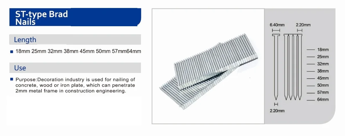 ST18 ST25 ST32 ST38 ST45 ST50 ST57 ST64 14 Gauge CONCRETE NAIL ST Steel ...