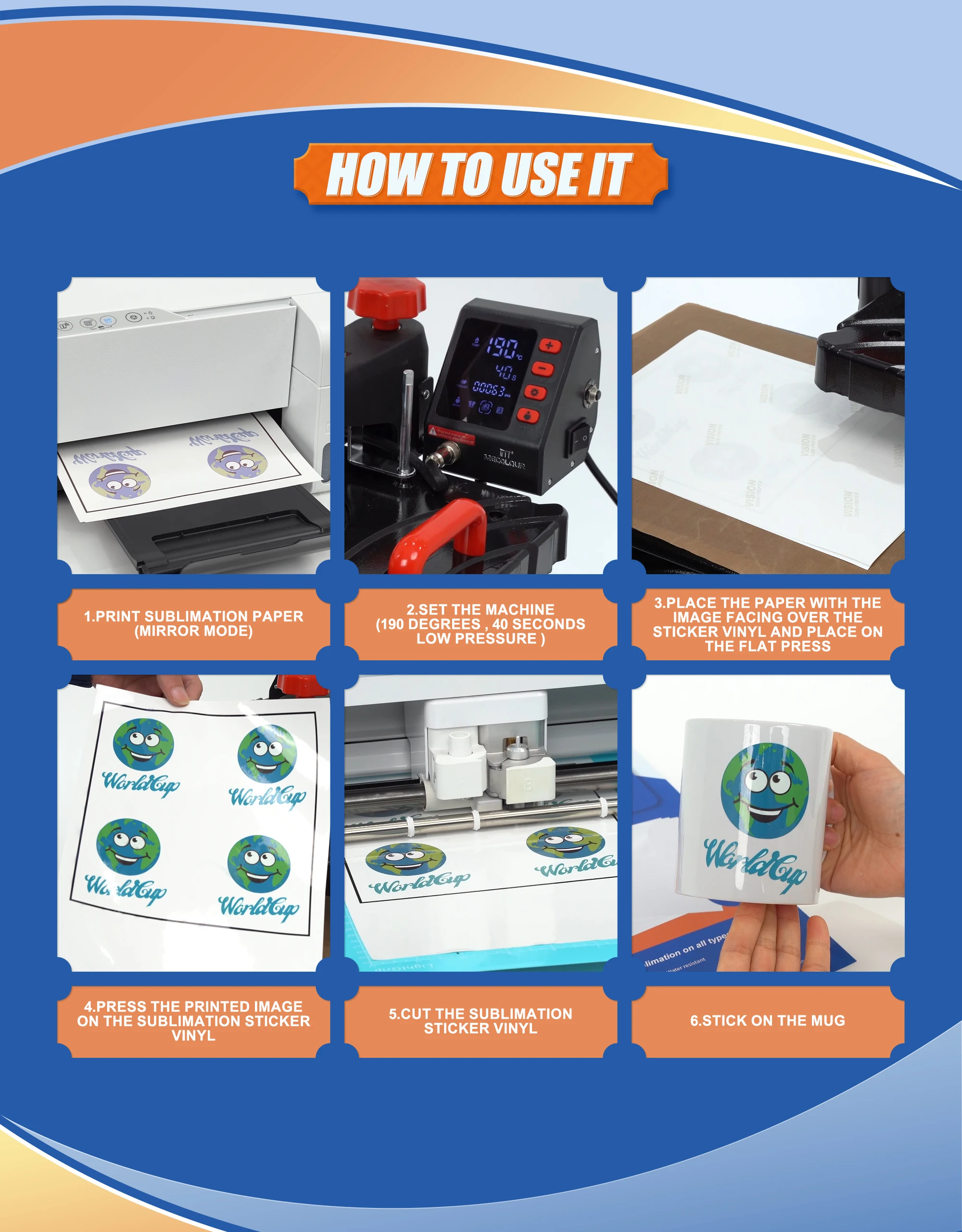 YESION Sublimation Vinyl Sticker Paper - Transparent & Adhesive