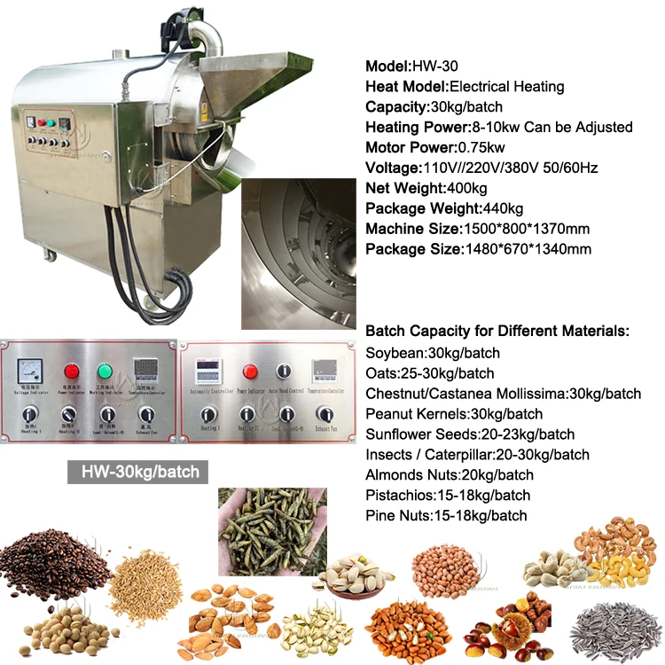 5kg/batch-500kg/batch Electromagnetic Induction Heating Spieces Peanut ...