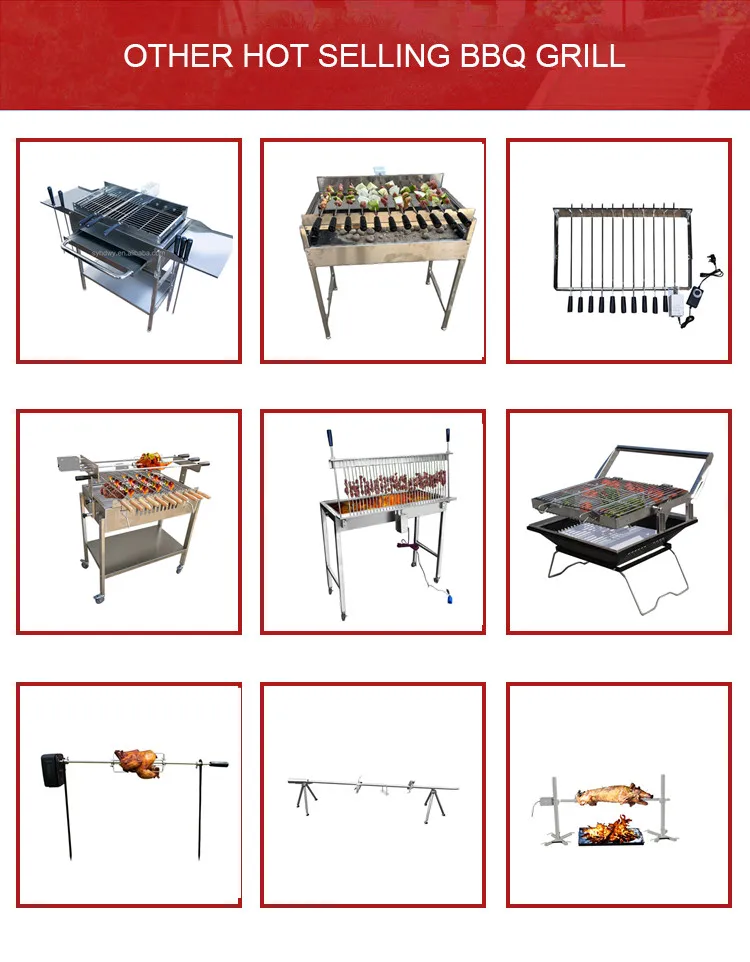 Outdoor with Lid Brazilian Rotating Barbecue BBQ Grill