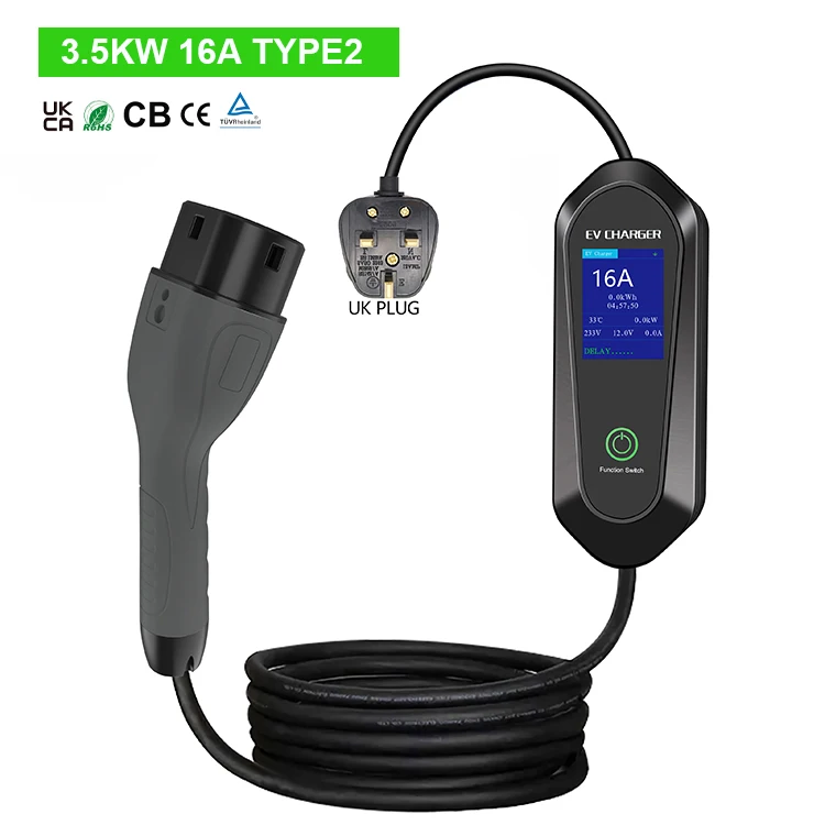 13a 2.99kw Portable Ev Charger Ac Charging Station Type 2 Charger For ...