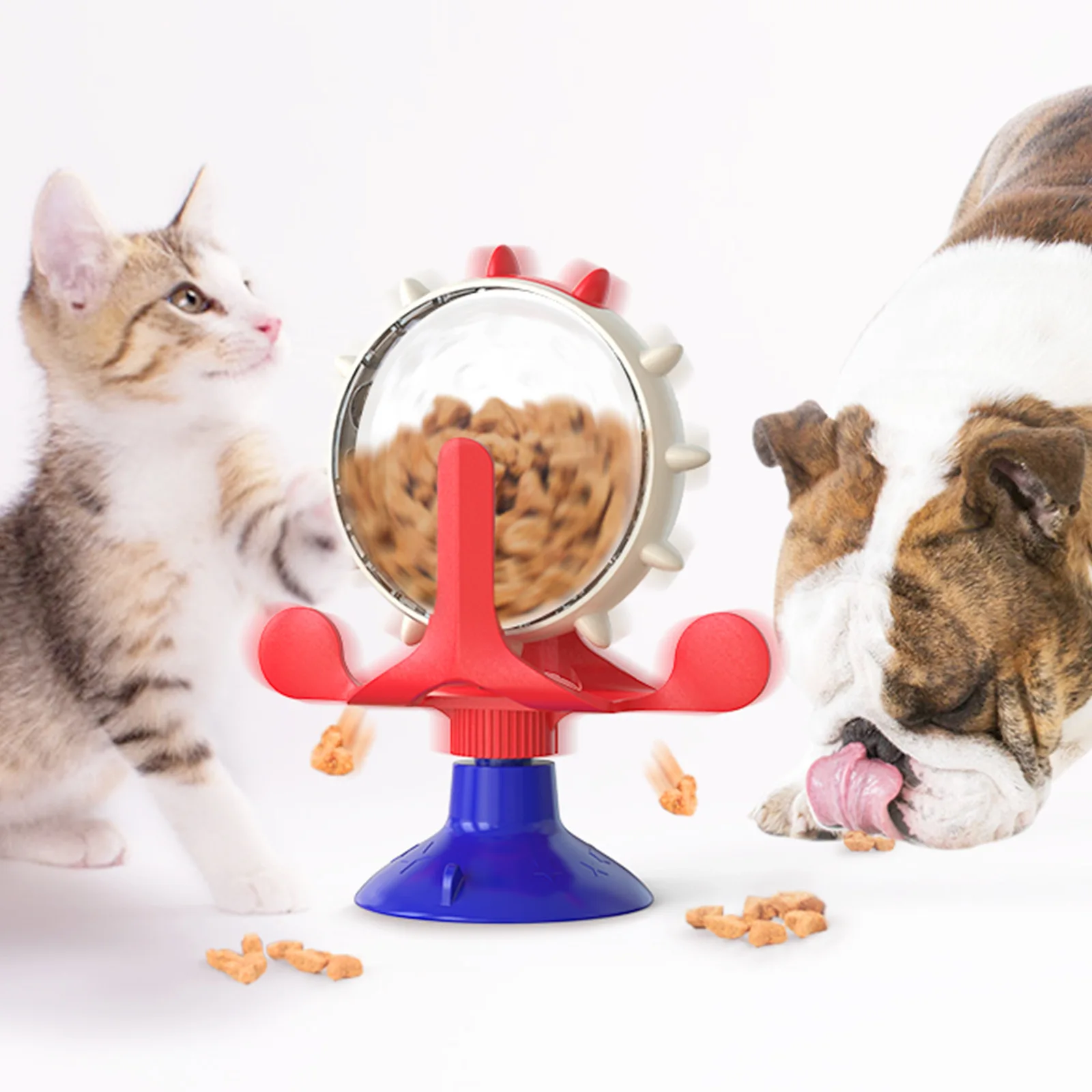 Automatic Cat Carousel Windmill Toy with Slow Food Spiller
