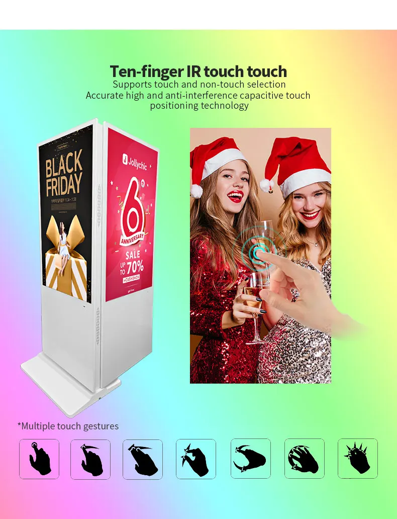 55inch Floor Standing Android System Ultra Slim Double Sided Digital ...