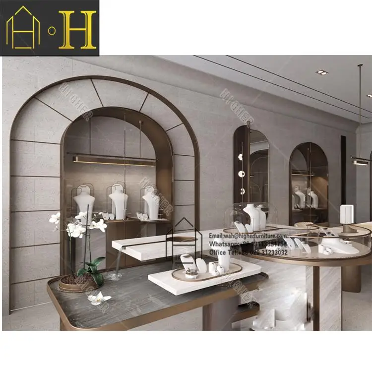 Jewelry Store Display Showcase Pedestal Bespoke Glass Jewellery Shop ...