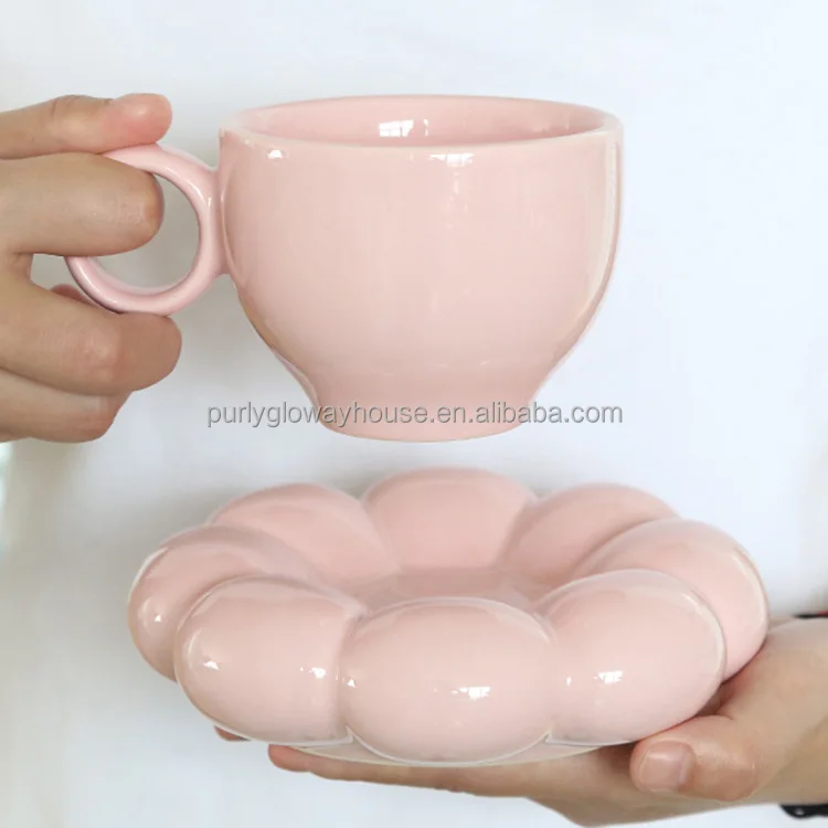 Gloway Creative Elegant Flower Coaster Nordic Milk Cappuccino Mug