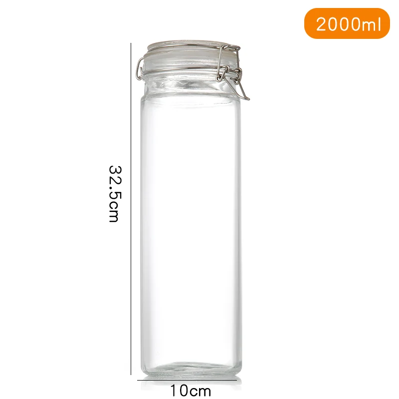 Kitchen 3000ml 2000ml Big Size Glass Food Storage Jar With Airtight Lid ...