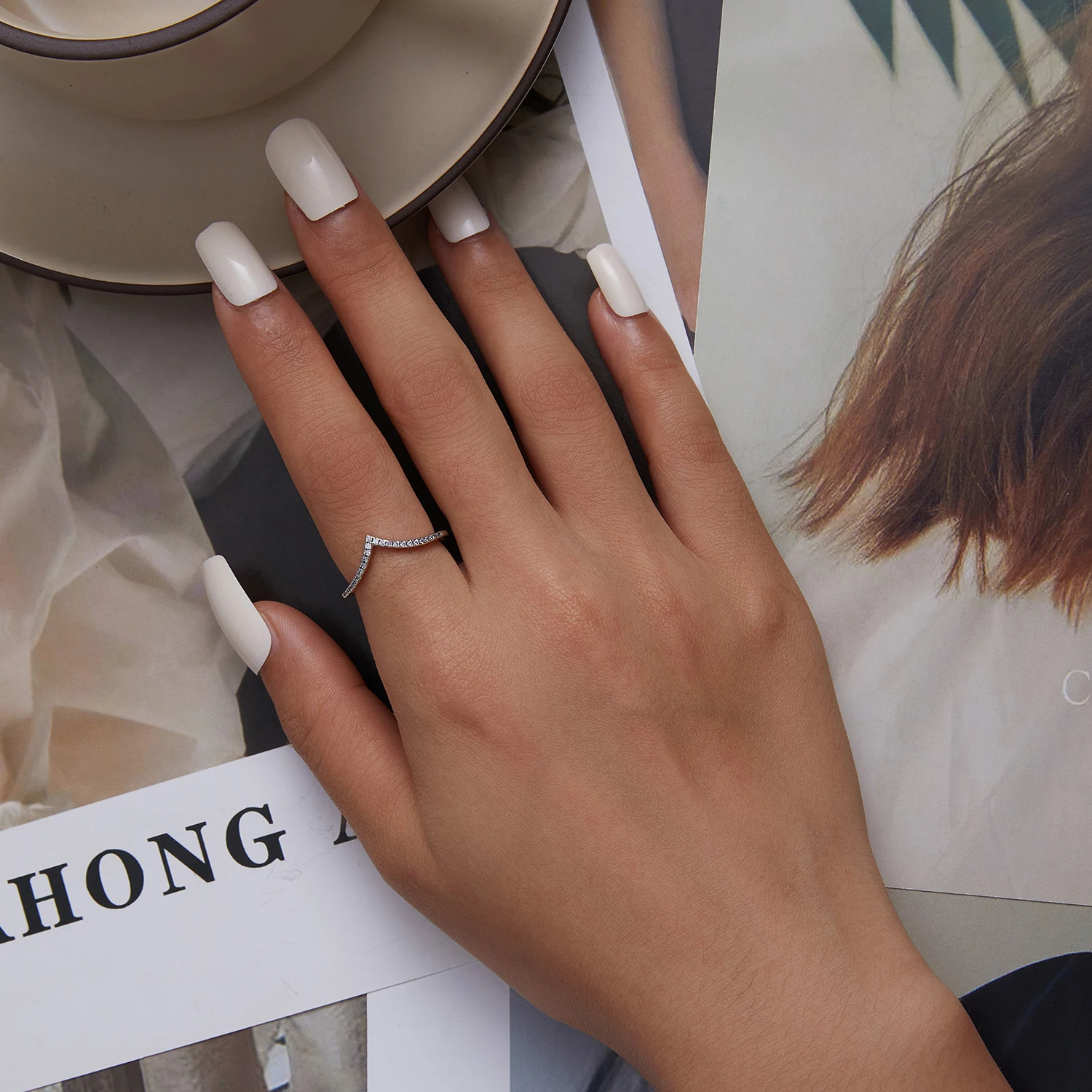 925 Sterling Silver Princess Wishbone Ring Fine Jewelry Cubic Zirconia ...