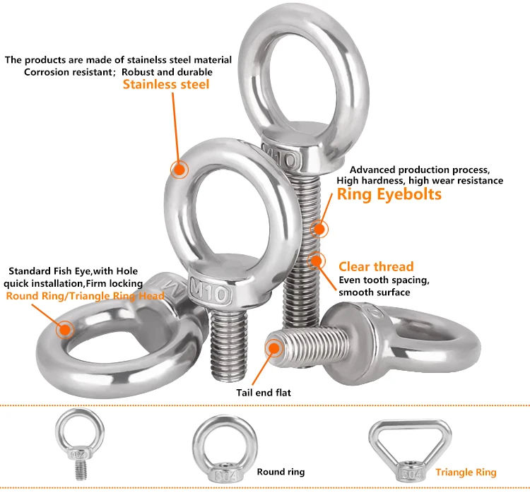 Stainless Steel 304 M6 Eye Bolt - Durable & Versatile