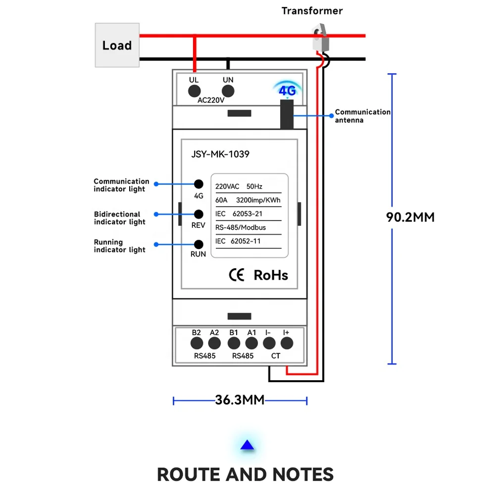 Single Phase Smart Energy Meter - DIN Rail Kwh Solar Meter