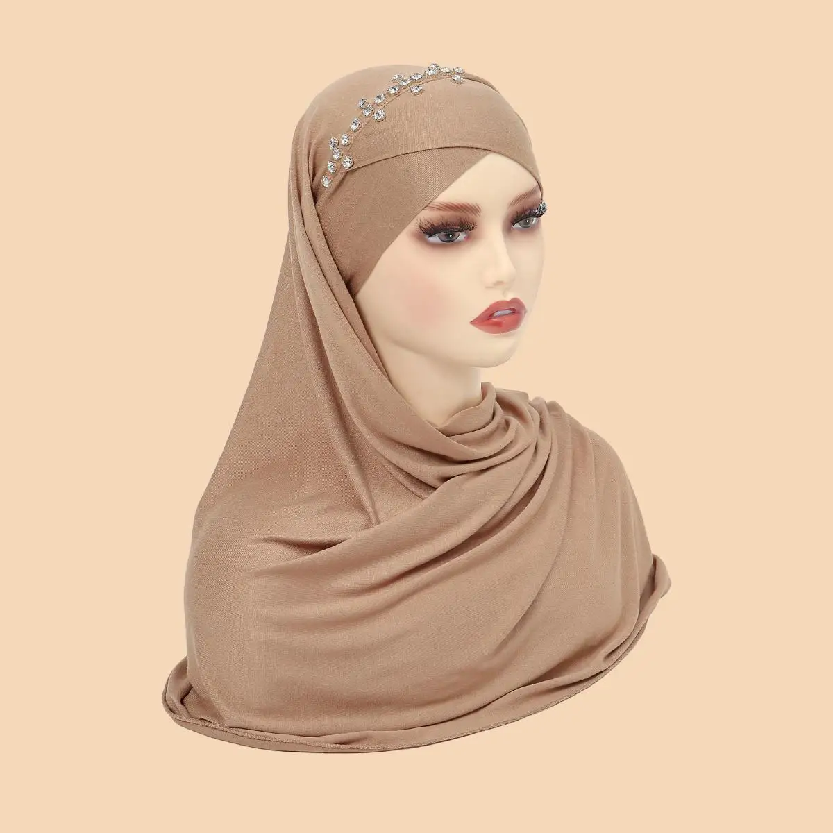 Luxury Jersey Hijab with Diamond Stones - Fashion & Comfort
