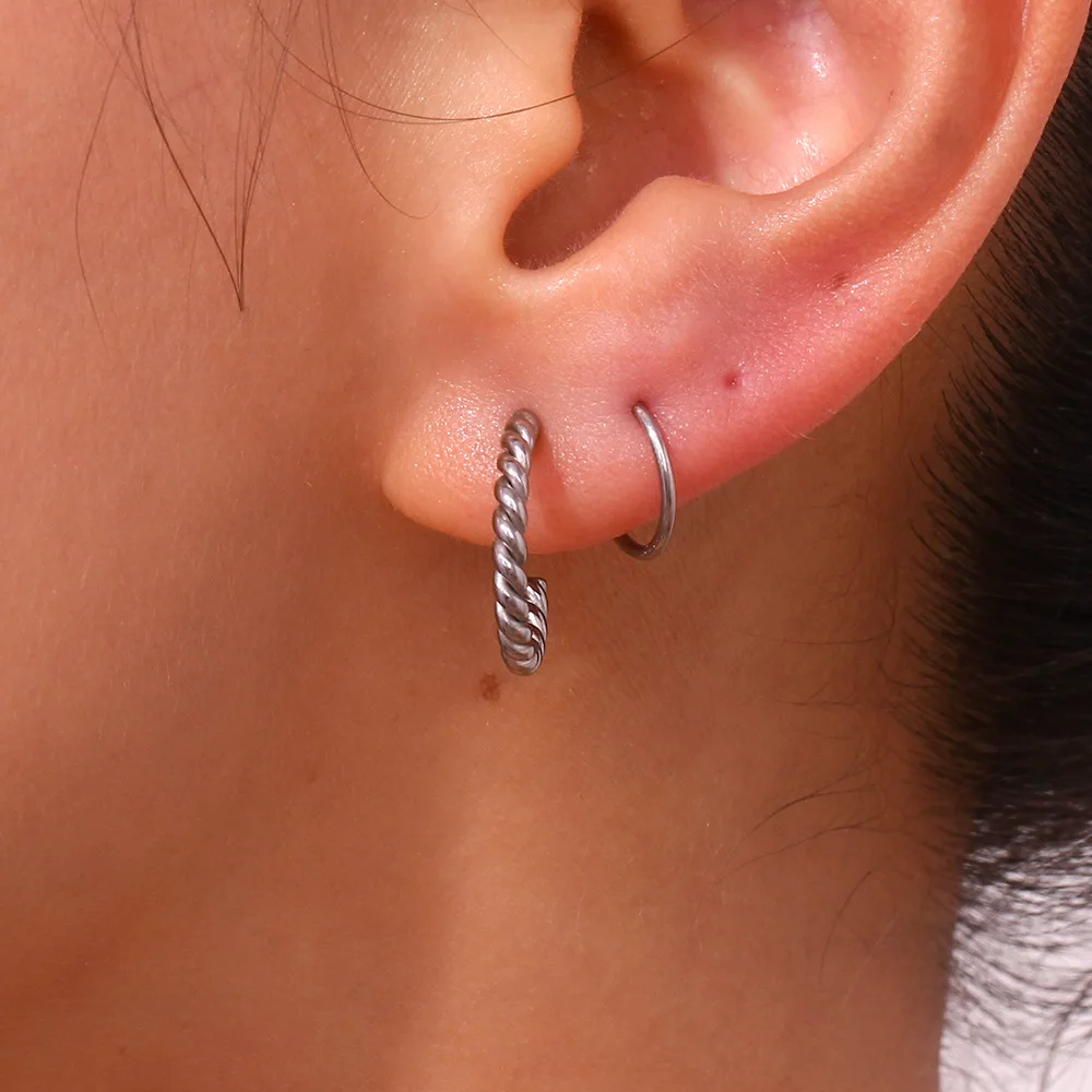Vintage 18K Gold Plated Twist Spiral Stud Earrings Stainless Steel ...