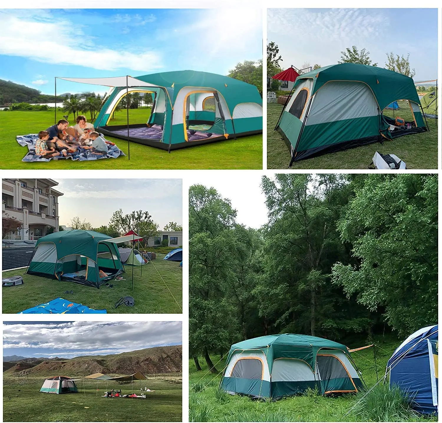 Big Outdoor Tent Two Room And One Hall 12 Persons Waterproof Family ...