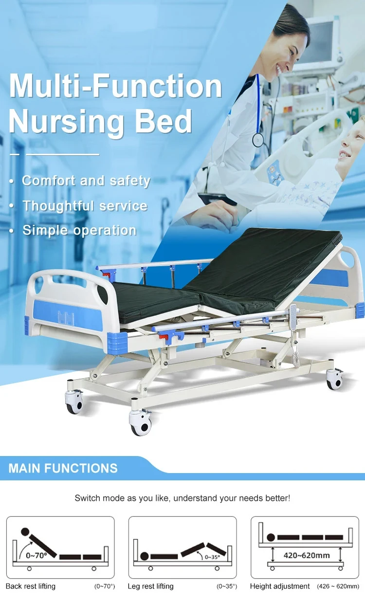 Hospital Bed 3 Function Electric Care Bed Icu Nursing Hospital Bed For ...