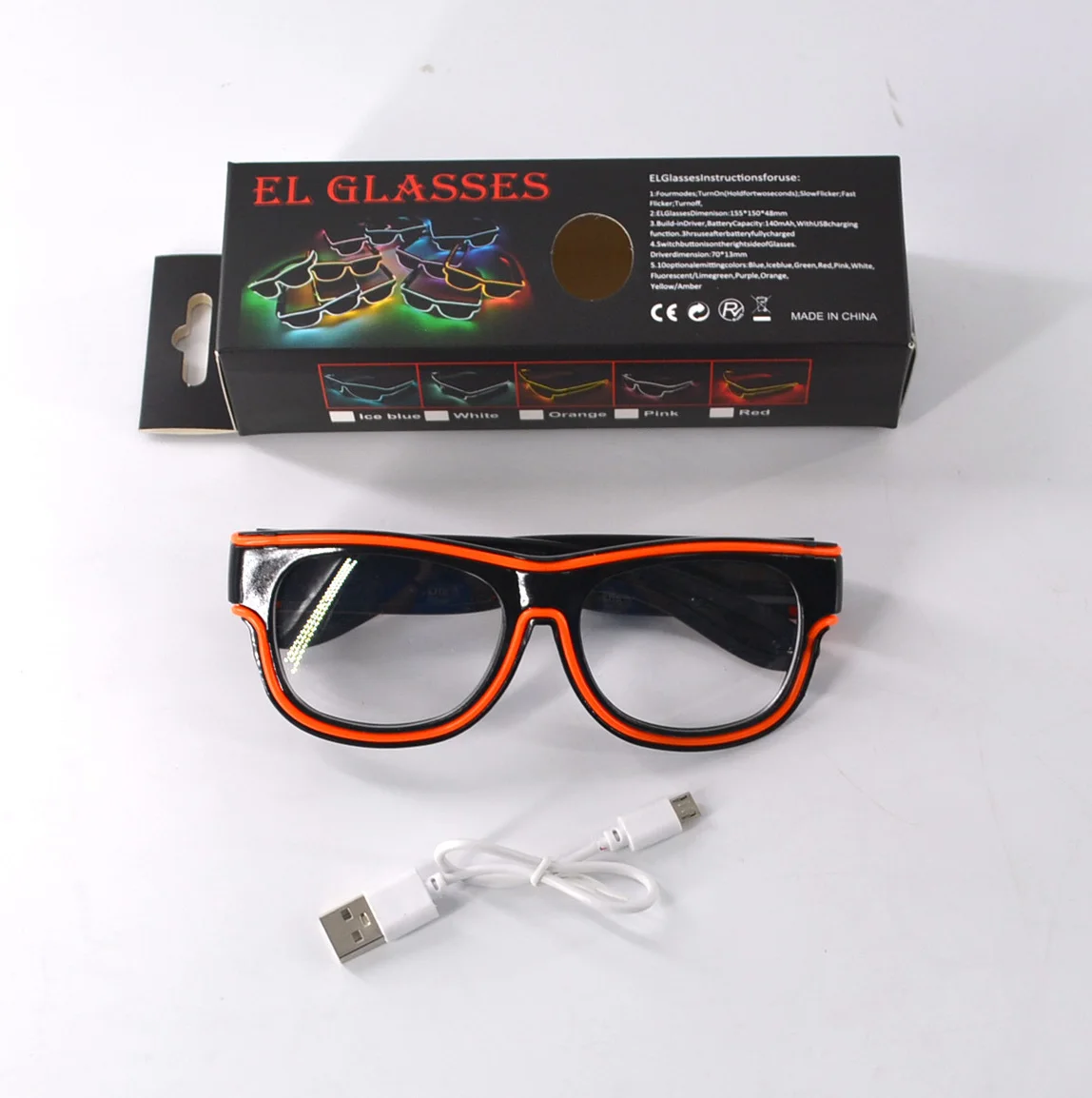 Linli Wireless Rechargeable Led Light Up Glasses Glow In The Dark ...