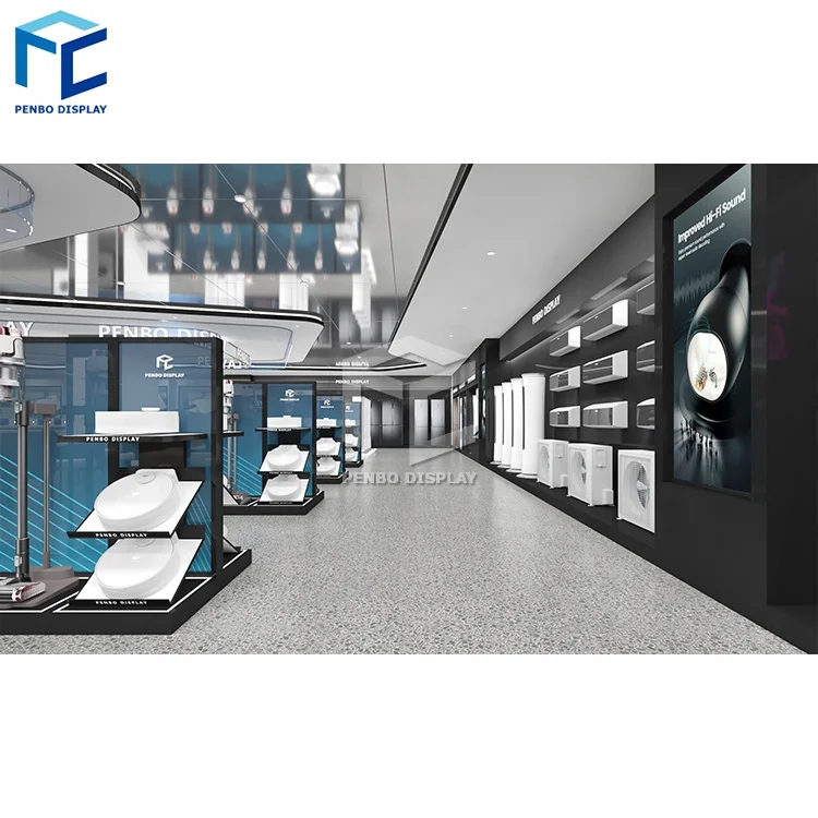 Modern Home Appliances Shop Design Wood Counter Glass Showcase Kitchen ...