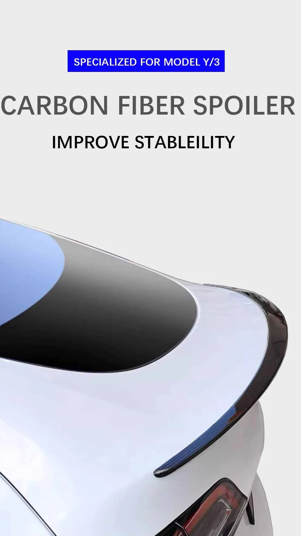 Model 3 /y True Real Carbon Fiber Rear Spoiler For Tesla Model 3/y ...