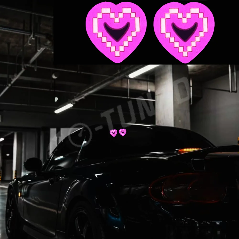 Jdm Heart Shape Glow Panel Signs Dimmable Light Up Car Window ...
