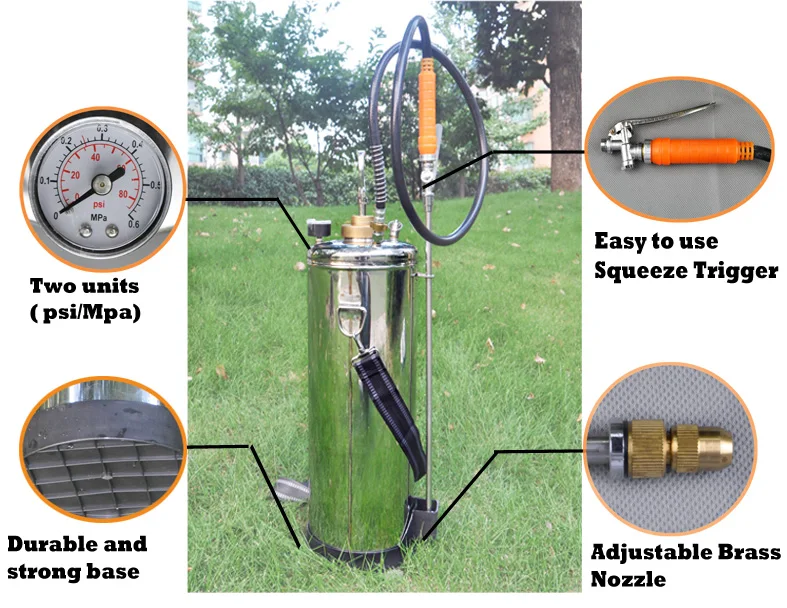 5L Stainless Steel Water Pressure Sprayer for Pest Control