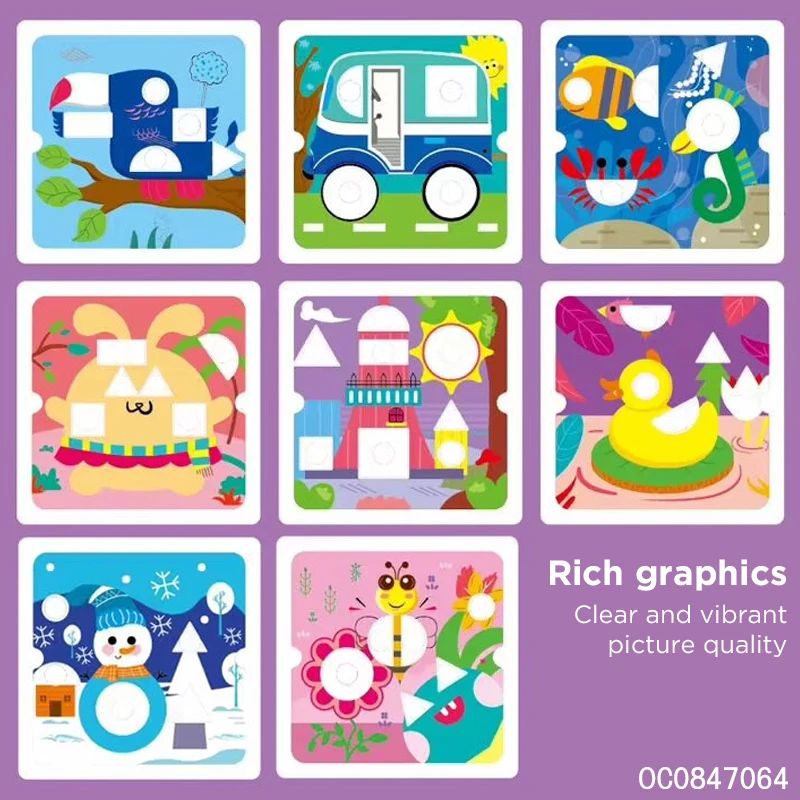 Cognitive Education Toy Custom Matching Block Puzzle Card Game Geometry ...