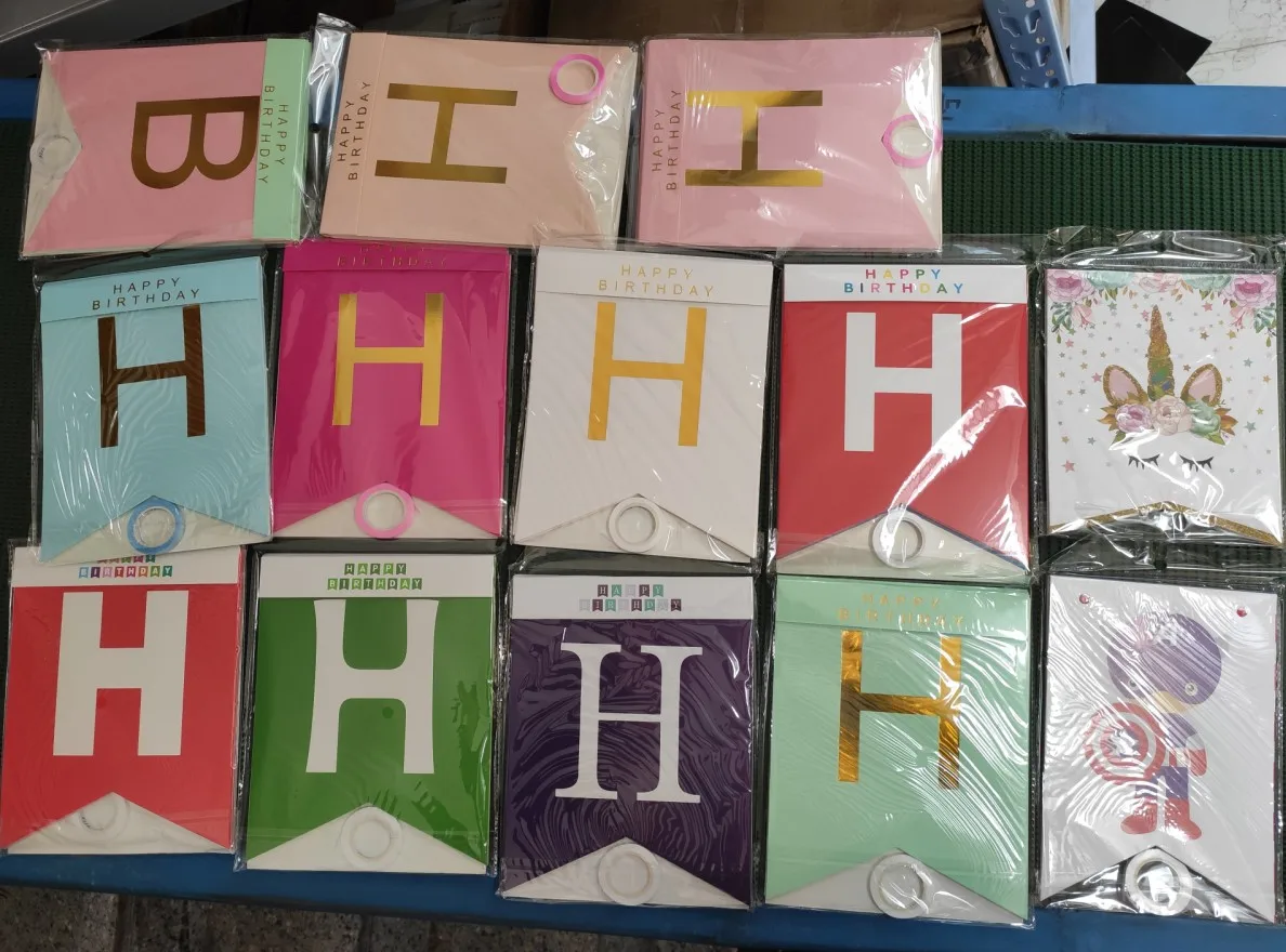 Hot Stamping Spanish Happy Birthday Banner Letter Flag Hanging Fishtail ...