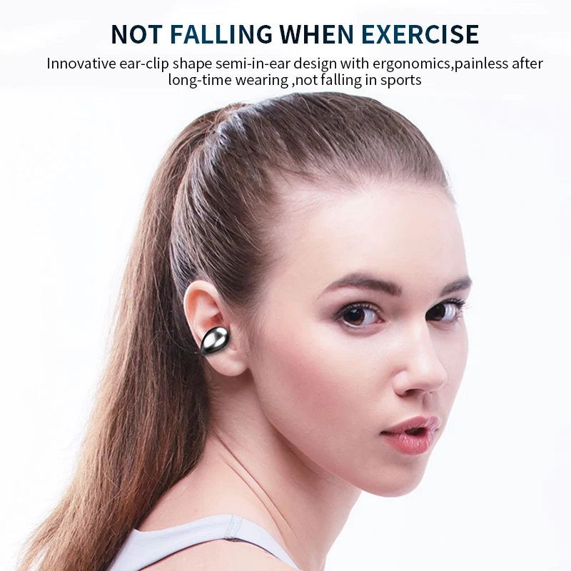 Skin Color Bone Conduction Wireless Earphones Ear Buds S19 Tws 5.0 Headphones Sports Earbuds ...