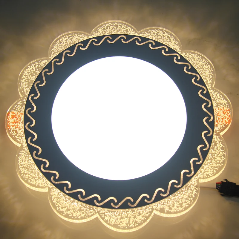 RGB Design Round Recessed Dual Color Led Panel Light Blue White Double ...