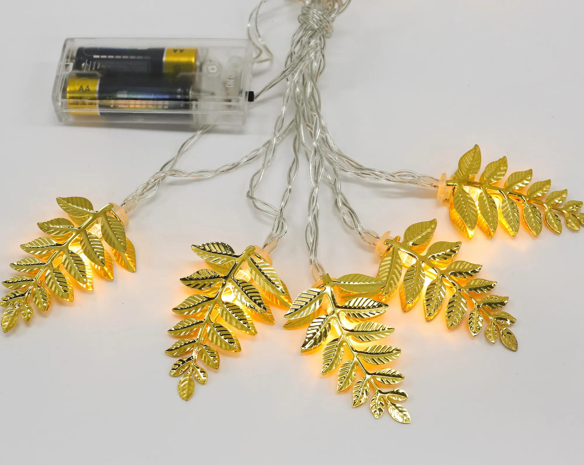 Newish Metal Gold Shiny Christmas Decoration Tree Decorative Leaves Led ...