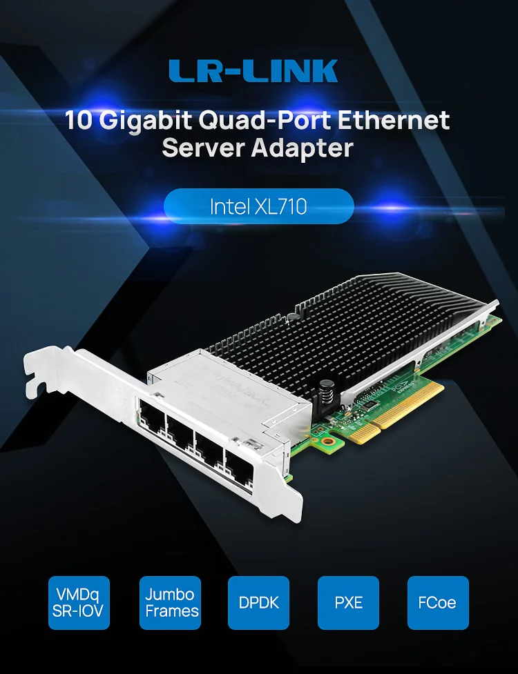 PCIe X8 10GB LREC9804BT Network Interface Card with 4 Ports 10G Intel ...