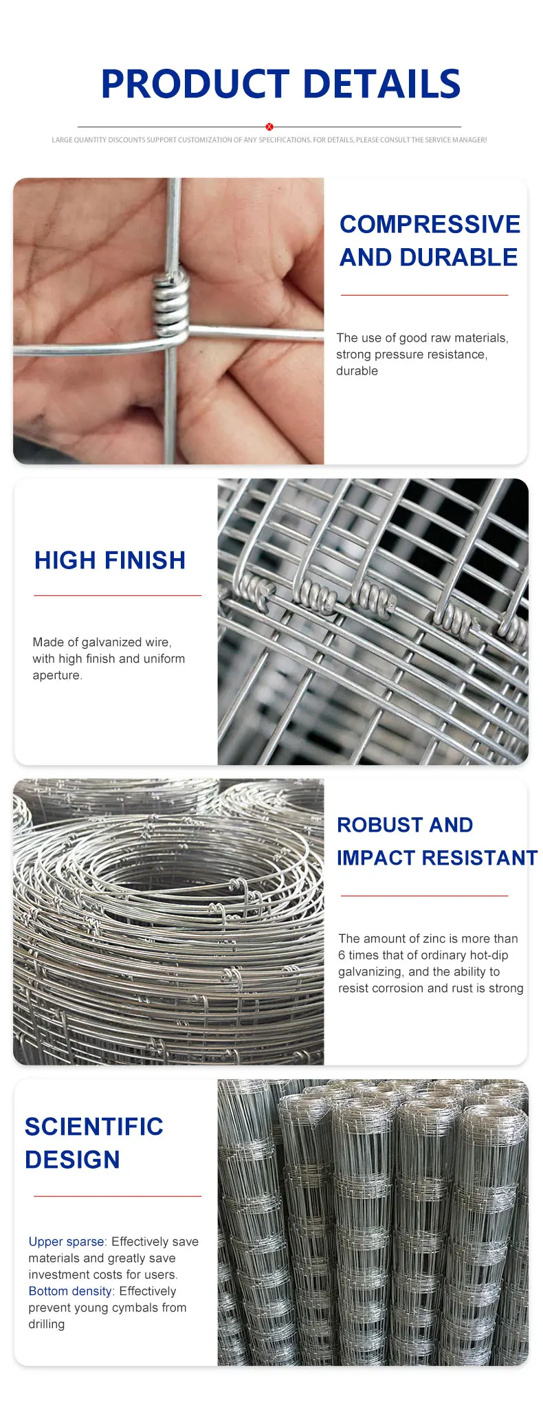 Galvanized Horse / Sheep Wire Cheap Cattle / Field Fencing Livestock ...