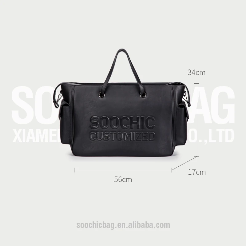 Customized Embossed Logo Luxury Leather Large Tote Bag